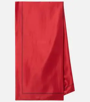 Saint Laurent Cassandre Printed Silk Charmeuse Scarf - Red