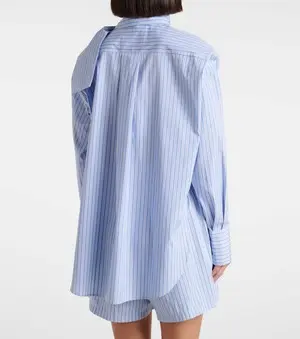 Plan C Striped Cotton Shirt With Scarf Detail