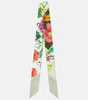 Gucci Gucci Gucci Flora Twill Silk Scarf Multicoloured