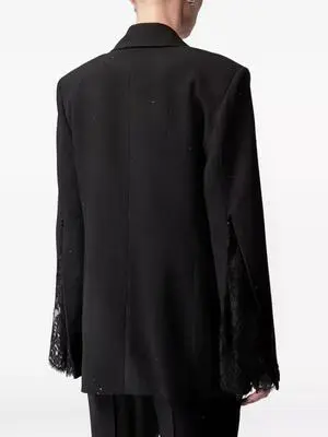 ARTICLE TEN Lace Embellished Double-breasted Blazer