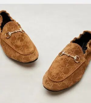 Gucci Jordaan Doria Suede Loafers - Brown