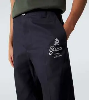 Gucci Printed Cotton Twill Straight Pants