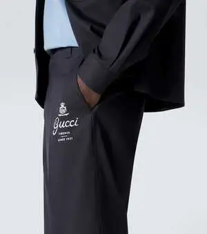 Gucci Printed Cotton Twill Straight Pants