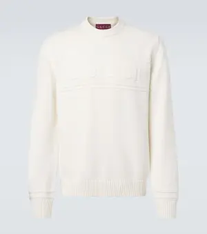 Gucci Logo Cotton And Wool Crewneck Sweater - White
