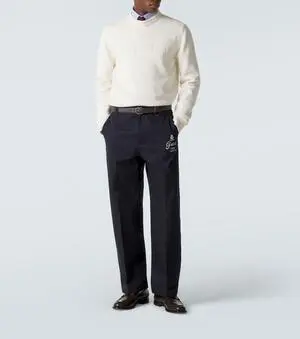 Gucci Logo Cotton And Wool Crewneck Sweater - White