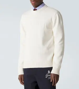 Gucci Logo Cotton And Wool Crewneck Sweater - White