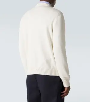 Gucci Logo Cotton And Wool Crewneck Sweater - White