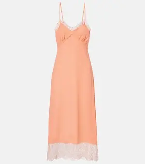 Simone Rocha Lace-trimmed Crêpe De Chine Slip Dress - Orange