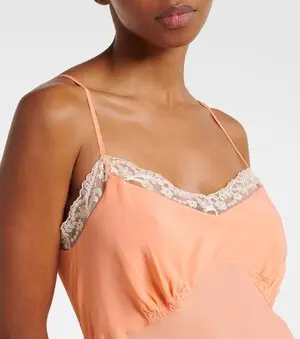 Simone Rocha Lace-trimmed Crêpe De Chine Slip Dress - Orange
