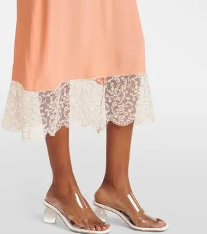 Simone Rocha Lace-trimmed Crêpe De Chine Slip Dress - Orange