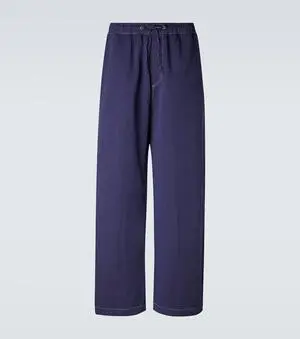 Studio Nicholson Cotton And Linen Wide-leg Pants - Blue