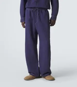 Studio Nicholson Cotton And Linen Wide-leg Pants - Blue