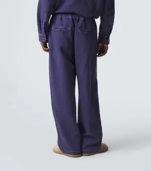 Studio Nicholson Cotton And Linen Wide-leg Pants - Blue