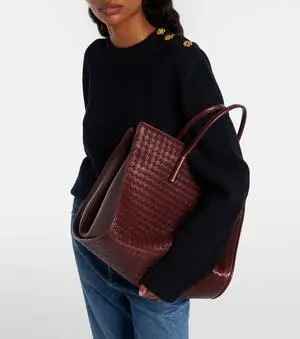 Bottega Veneta Medium Leather Tote Bag - Burgundy