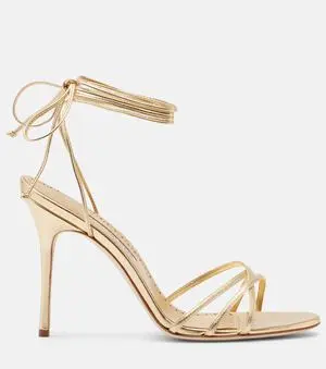Manolo Blahnik Leva 105 Metallic Leather Sandals - Gold