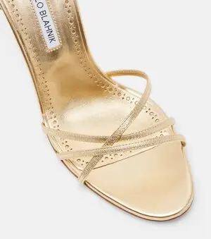 Manolo Blahnik Leva 105 Metallic Leather Sandals - Gold