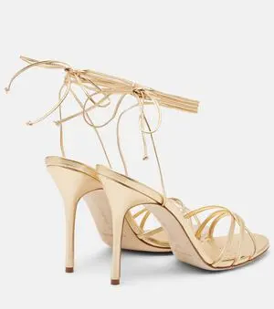 Manolo Blahnik Leva 105 Metallic Leather Sandals - Gold
