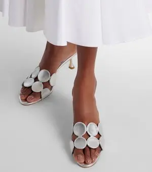 Manolo Blahnik Haribalmu 50 Metallic Leather Mules - Silver