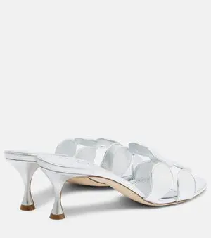 Manolo Blahnik Haribalmu 50 Metallic Leather Mules - Silver