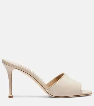 Manolo Blahnik Larache 90 Suede Mules - Beige