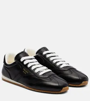 Prada Leather Lace-up Sneakers - Black