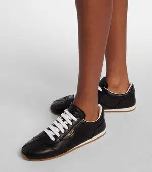 Prada Leather Lace-up Sneakers - Black