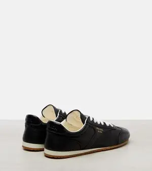 Prada Leather Lace-up Sneakers - Black