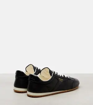 Prada Leather Lace-up Sneakers - Black