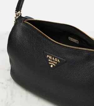 Prada Medium Leather Shoulder Bag - Black