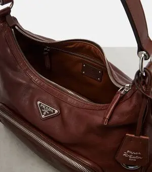 Prada Medium Leather Shoulder Bag - Brown