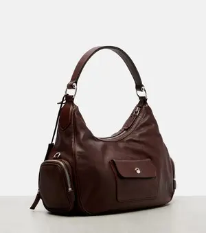 Prada Medium Leather Shoulder Bag - Brown
