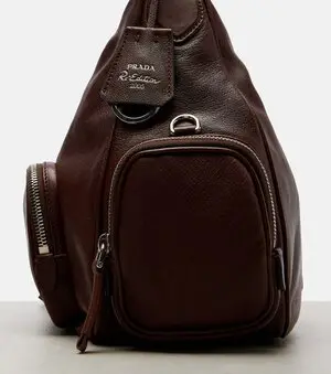 Prada Medium Leather Shoulder Bag - Brown