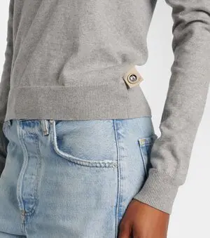 AREA Embellished Cotton And Cashmere Turtleneck Sweater - Grey