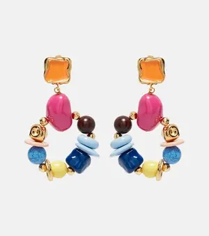 Oscar De La Renta Seaglass Beaded Clip-on Earrings - Multicoloured