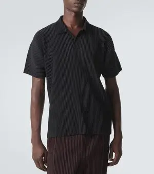 Issey Miyake Homme Plissé Basics Pleated Polo Shirt - Black