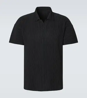 Issey Miyake Homme Plissé Basics Pleated Polo Shirt - Black