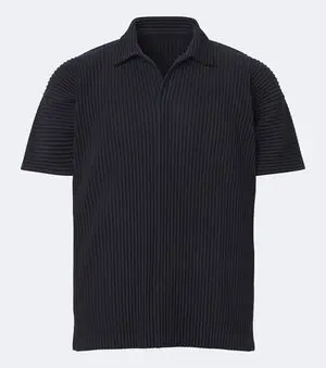 Issey Miyake Homme Plissé Basics Pleated Polo Shirt - Blue