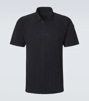 Issey Miyake Homme Plissé Basics Pleated Polo Shirt - Blue