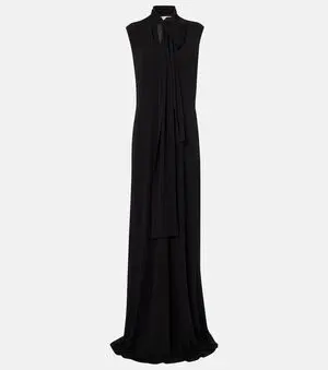 Plan C Scarf-detail Jersey Maxi Dress - Black