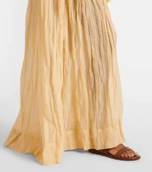Plan C Scarf-detail Cotton-blend Maxi Dress - Pink