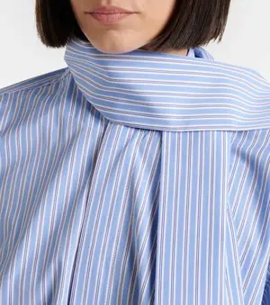 Plan C Scarf-detailed Striped Shirt - Blue