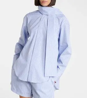 Plan C Scarf-detailed Striped Shirt