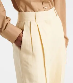 BLAZÉ MILANO Fox Linen And Silk Straight Pants - Beige
