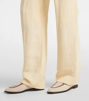BLAZÉ MILANO Fox Linen And Silk Straight Pants - Beige