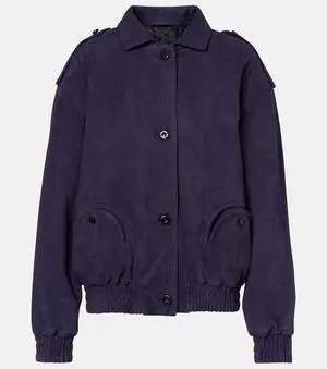 BLAZÉ MILANO Viva Charlie Suede Bomber Jacket - Blue