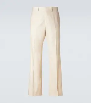 WALES BONNER Alto Satin-trimmed Flared Pants - Beige