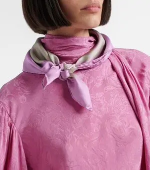 Gucci Gg Silk Twill Scarf - Pink