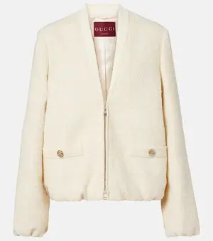 Gucci Checked Cotton-blend Tweed Jacket - White