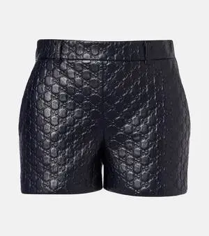 Gucci Gg Embossed Leather Shorts - Blue