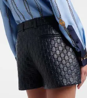 Gucci Gg Embossed Leather Shorts - Blue